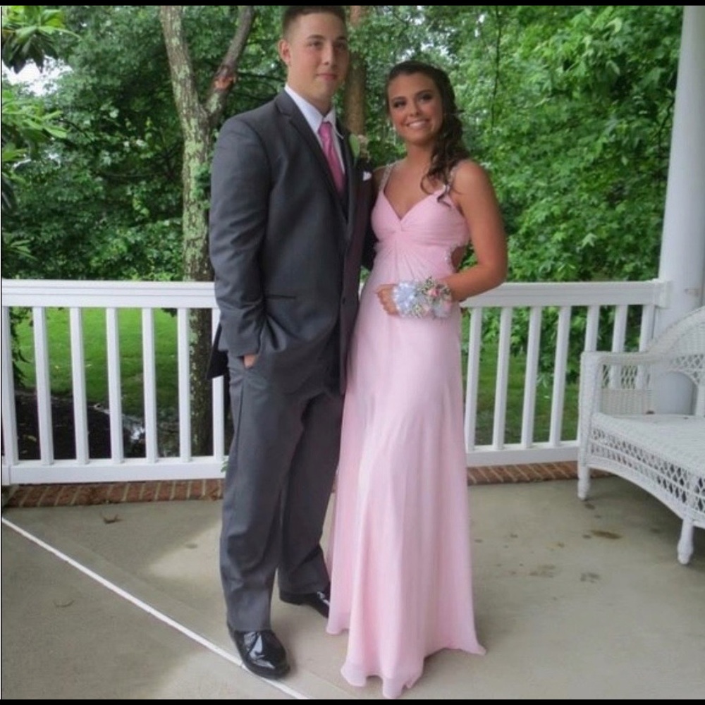 Light Pink Jeweled Prom Dress - Gem